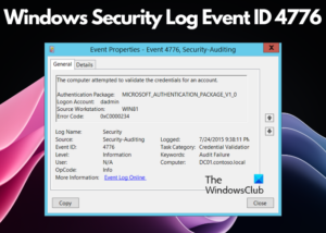 Event ID 4776, The computer attempted to validate the credentials