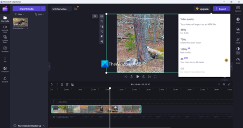 How to resize Video on Clipchamp on Windows PC