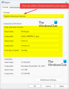 How to change Date and Time Formats in Windows 11