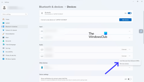 How to connect to Bluetooth Personal Area Network (BTPAN) in Windows 11
