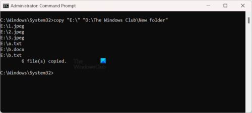 How to copy files using Command Prompt in Windows 11