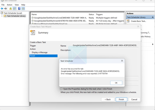 Task Scheduler An error has occurred for the task [Fix]