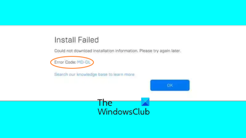 Epic Games Launcher error code MD-DL