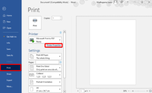 How to print Black and White in Word on Windows 11