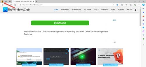 Move User Profile picture from Title bar to Toolbar in Edge