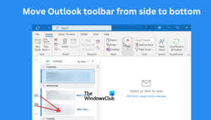 How to move Outlook toolbar from side to bottom
