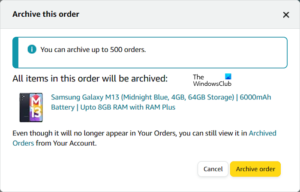 How to archive Amazon orders on Phone or PC