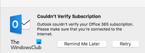 Couldn't verify your Office 365 subscription