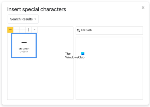 How to make an Em Dash in Google Docs