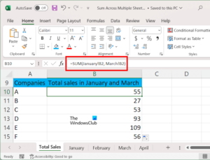 How to sum cells across multiple sheets in Excel
