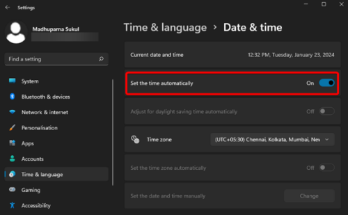 How to set Time automatically in Windows 11/10