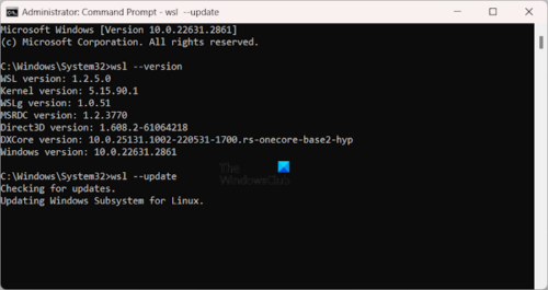 The Windows Subsystem for Linux instance has terminated