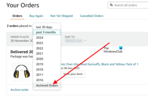 How to archive Amazon orders on Phone or PC