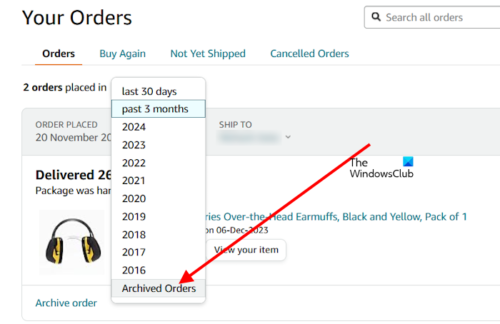 How to archive Amazon orders on Phone or PC