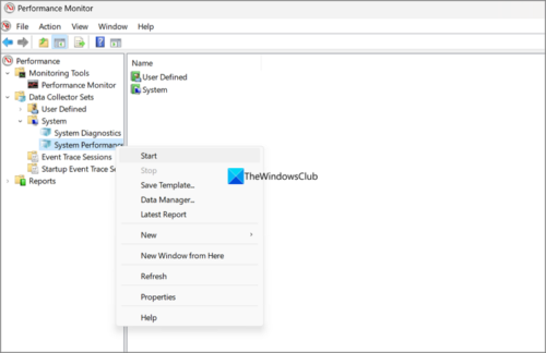 Performance Monitor is stuck at collecting data for 60 seconds