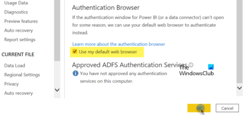 Power BI unable to connect, Please delete your credentials and try