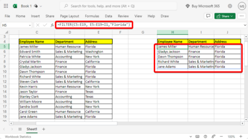 How to use Excel FILTER Function with multiple criteria