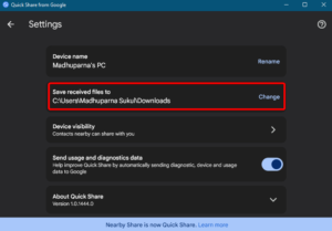 Google Quick Share not working in Windows 11