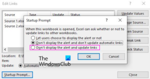 This Workbook contains links to one or more external sources that could ...