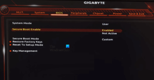 Secure Boot can be enabled when System in User Mode