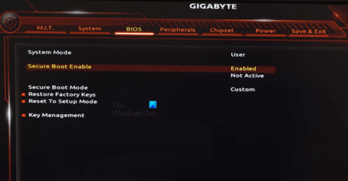 Secure Boot Can Be Enabled When System In User Mode