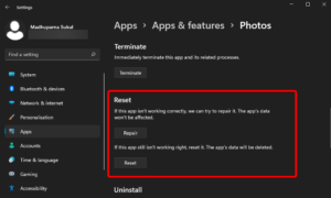 Unable to Save Changes Photos app error in Windows 11