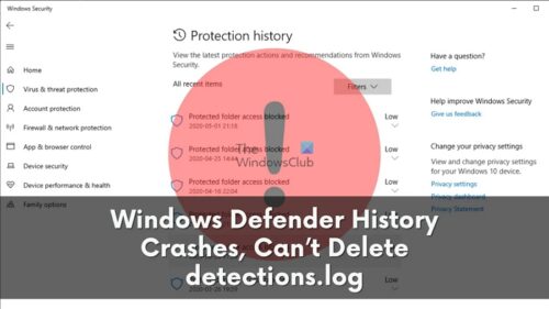 Windows Defender History Crashes; Can’t Delete detections.log
