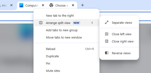 Enable and use Split Screen in Chrome or Edge browser