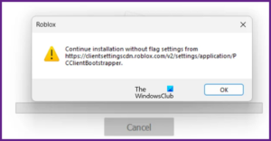 Fix Roblox Continue installation without flag settings
