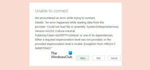Power BI Unable to connect, We encountered an error while trying to connect
