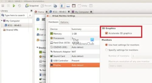 How to enable Accelerated 3D Graphics in VMware