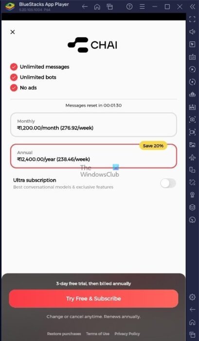 How to use Chai AI app on Windows PC