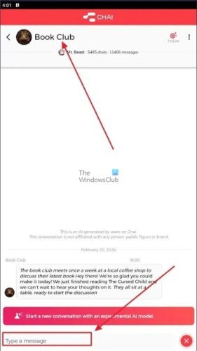How to use Chai AI app on Windows PC