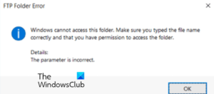 FTP Folder Error, Windows cannot access this folder