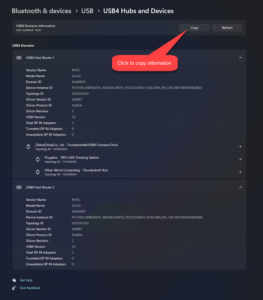 Check USB4 capabilities and attached peripherals in Windows 11