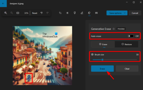 How to use Generative Erase in the Photos app of Windows 11