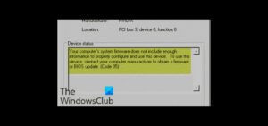 Your computer’s system firmware does not include enough information