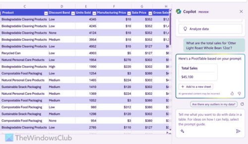 10 Copilot prompts for Excel