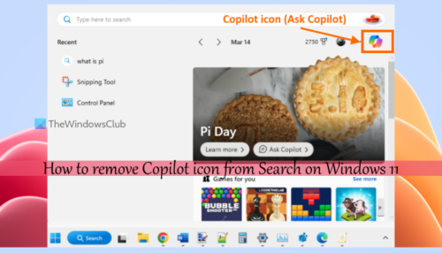 How to remove Copilot icon from Search on Windows 11