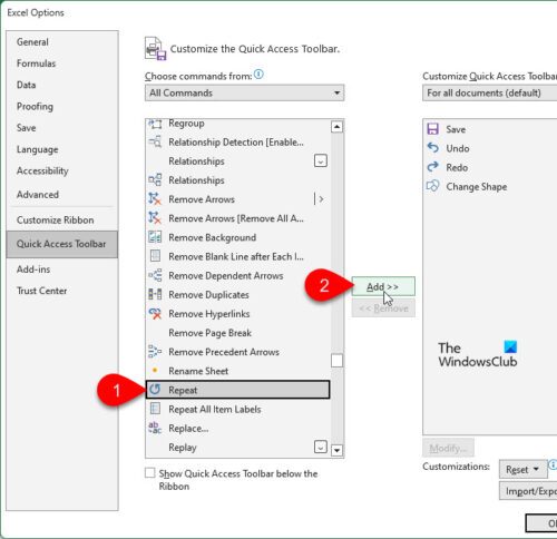 How to repeat the last action in Excel with shortcut or command