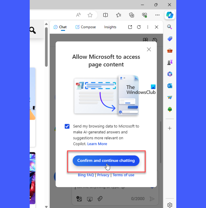 Use Copilot to get answers from particular websites