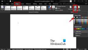 How to change Word background color from black to white in dark mode