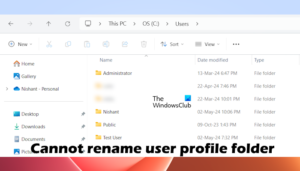 Cannot rename User Profile folder in Windows 11