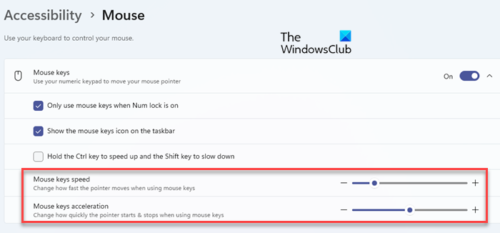 Change Mouse Keys Speed or Acceleration in Windows 11