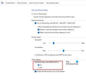 Enable or Disable Use Mouse Keys when Num Lock is On in Windows 11
