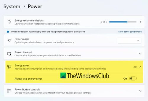 How to change Battery Saver Mode settings in Windows 11