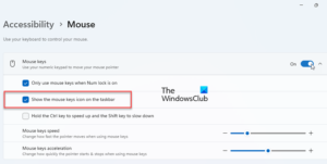 Add or Remove Mouse Keys Icon on Taskbar in Windows 11