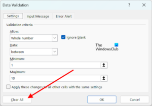 This value doesn't match the data validation restrictions defined for ...