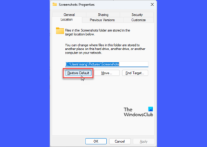 How to restore Screenshot folder in Windows 11