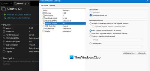 VMWare VM unable to connect to the Internet